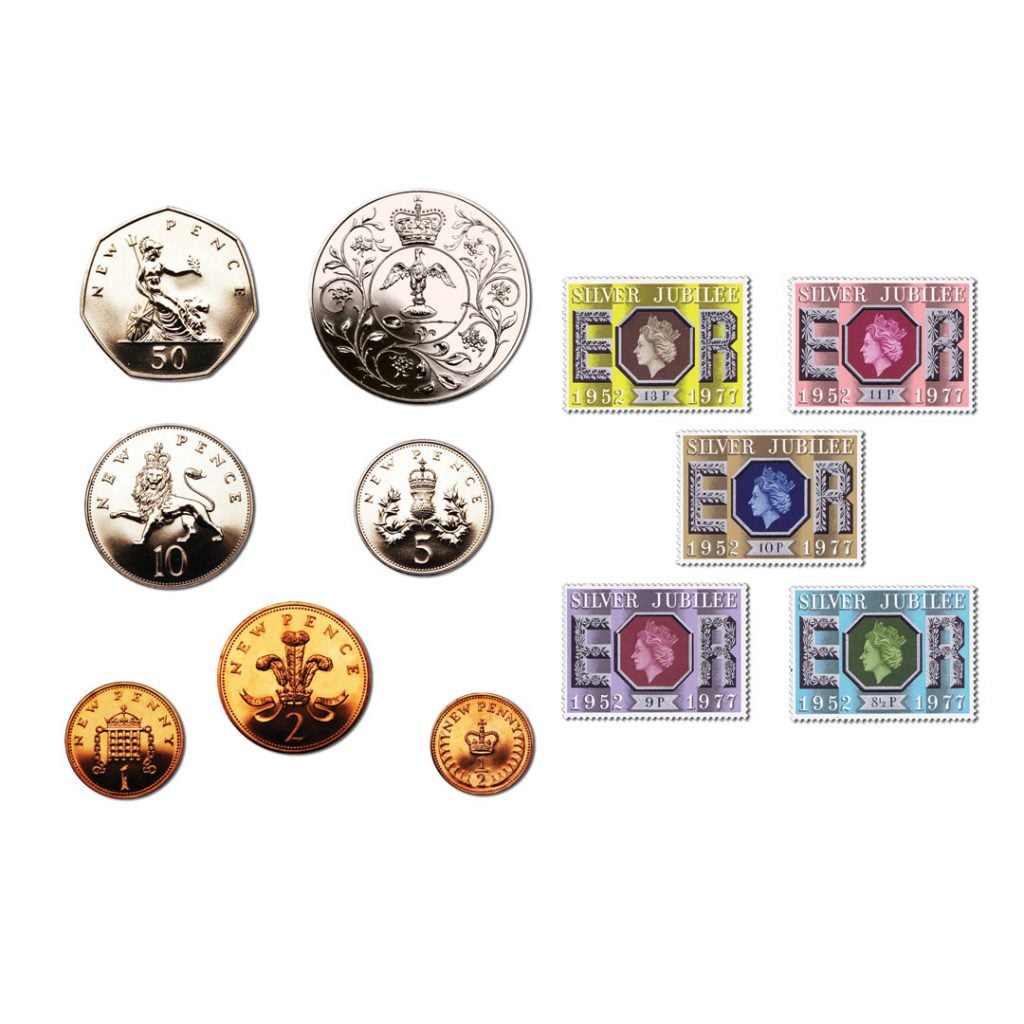 QEII 1953 Coronation Coin and Stamp Set - Hattons of London